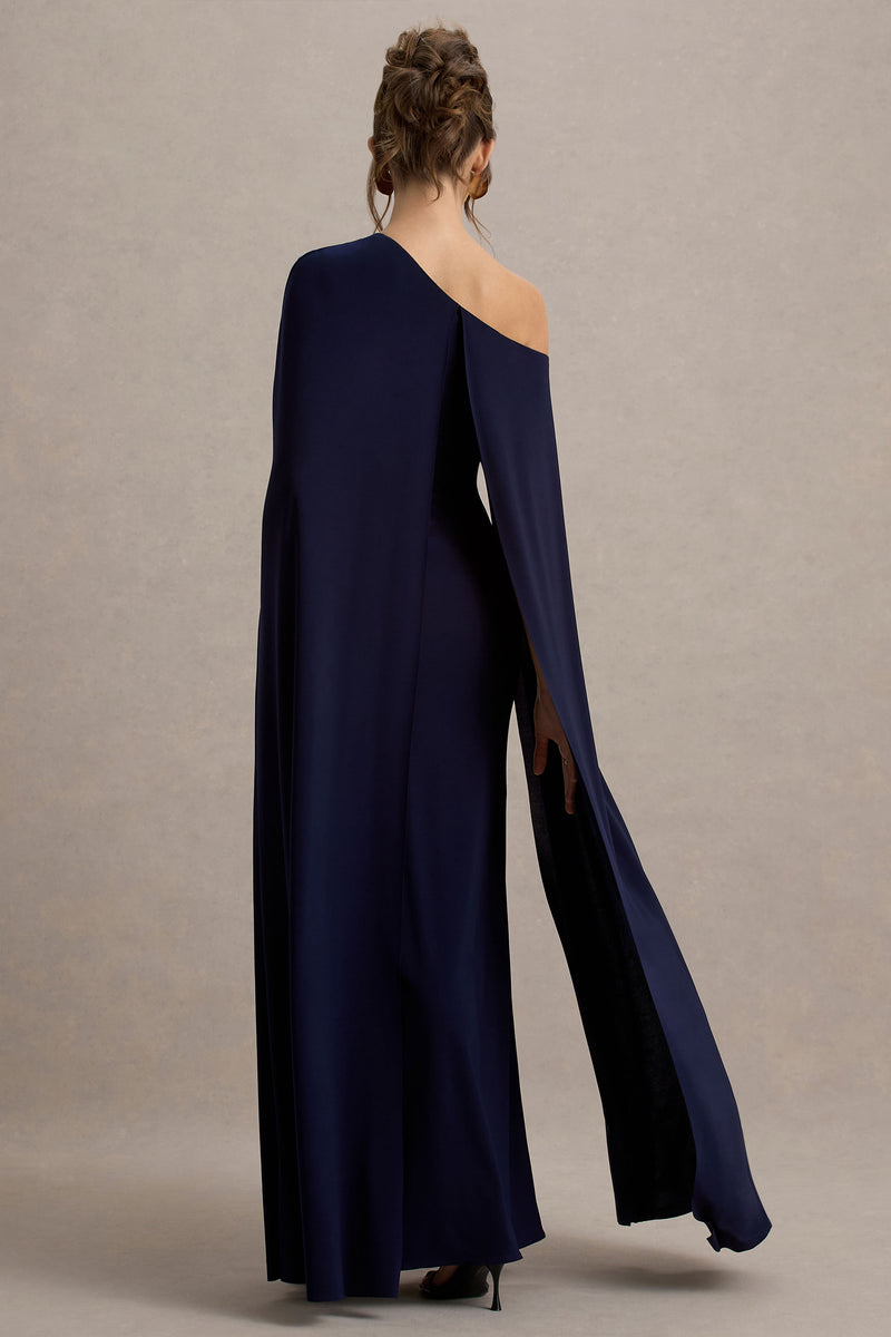 Florentina Navy One-Shoulder Cape Maxi Dress – Club L London - UK
