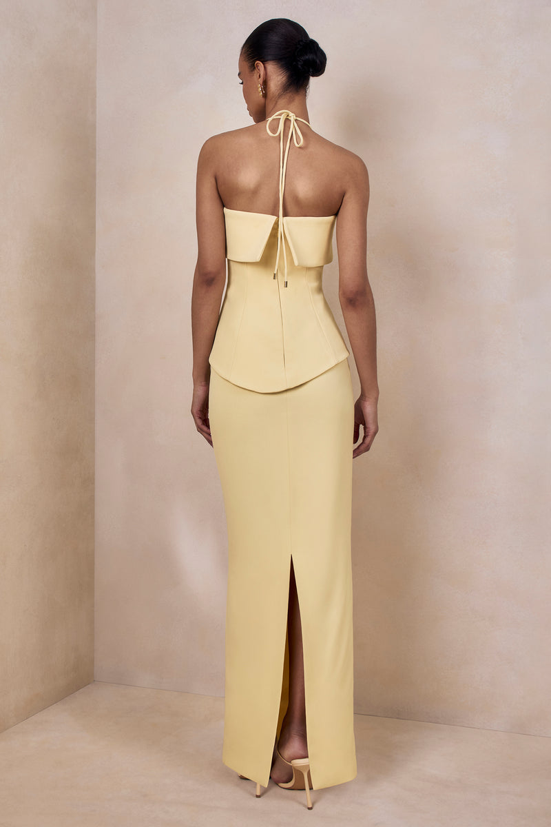 Fran Lemon Square-Neck Corset Maxi Dress – Club L London - UK