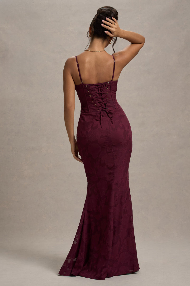 Intimacy Plum Lace Corset Split Maxi Dress – Club L London - UK
