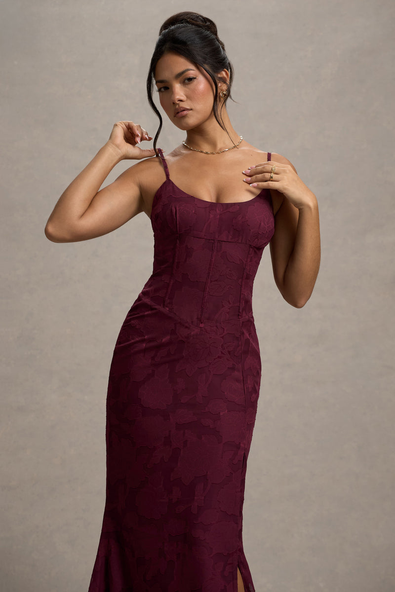 Intimacy Plum Lace Corset Split Maxi Dress – Club L London - UK