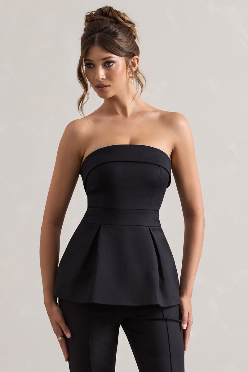 Arrow Black Strapless Tailored Top – Club L London - UK