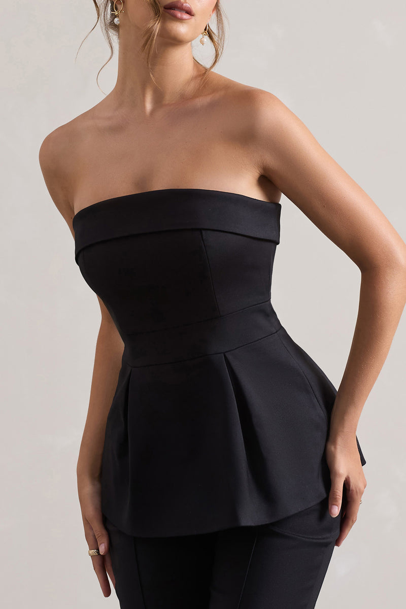 Arrow Black Strapless Tailored Top – Club L London - UK
