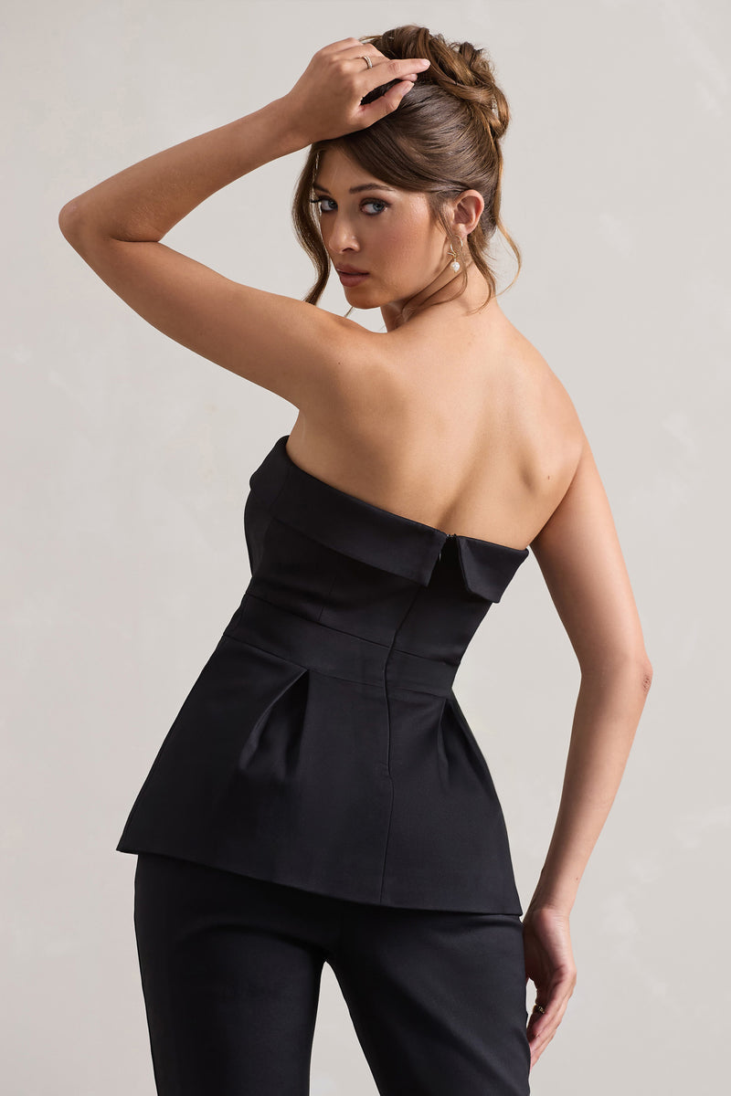 Arrow Black Strapless Tailored Top – Club L London - UK