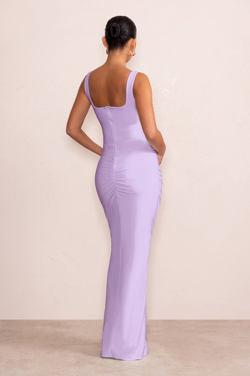 Avril Lilac Square Neck Maternity Maxi Dress with Split – Club L London ...