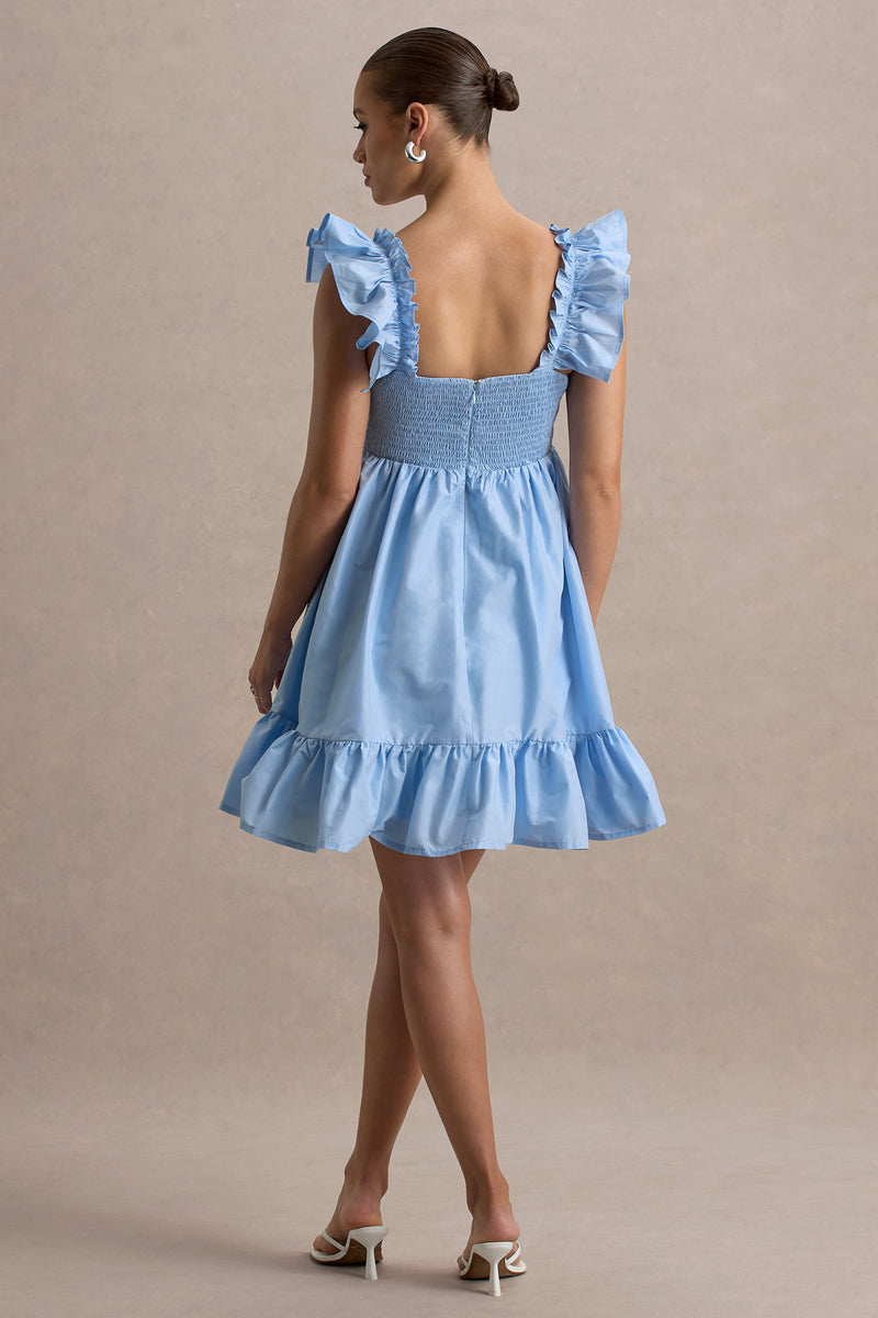 Dolly Daze Powder Blue Ruffle Sleeve Babydoll Maternity Mini Dress ...